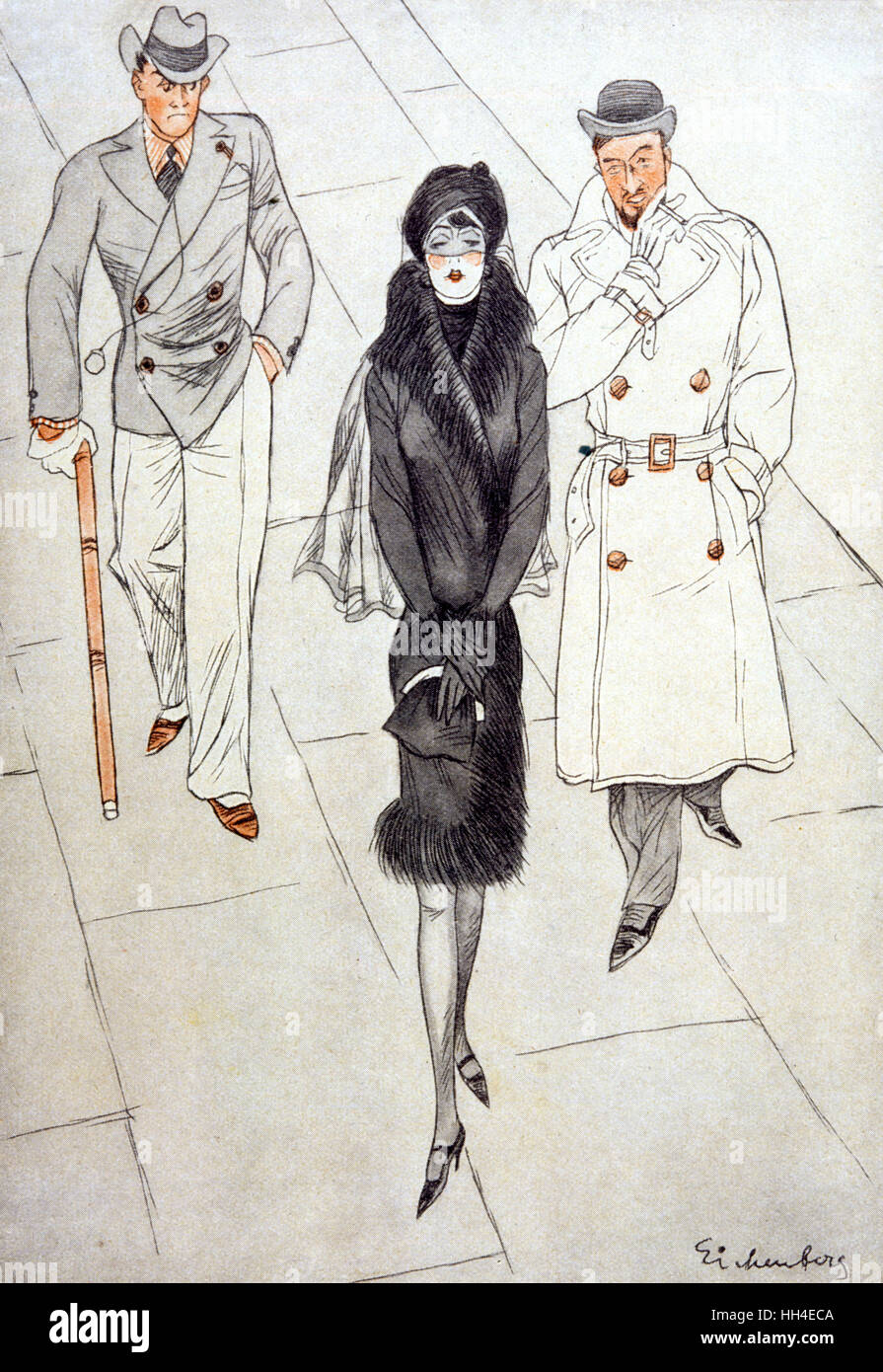 ELEGANT WIDOW/TWO MEN Stock Photo - Alamy