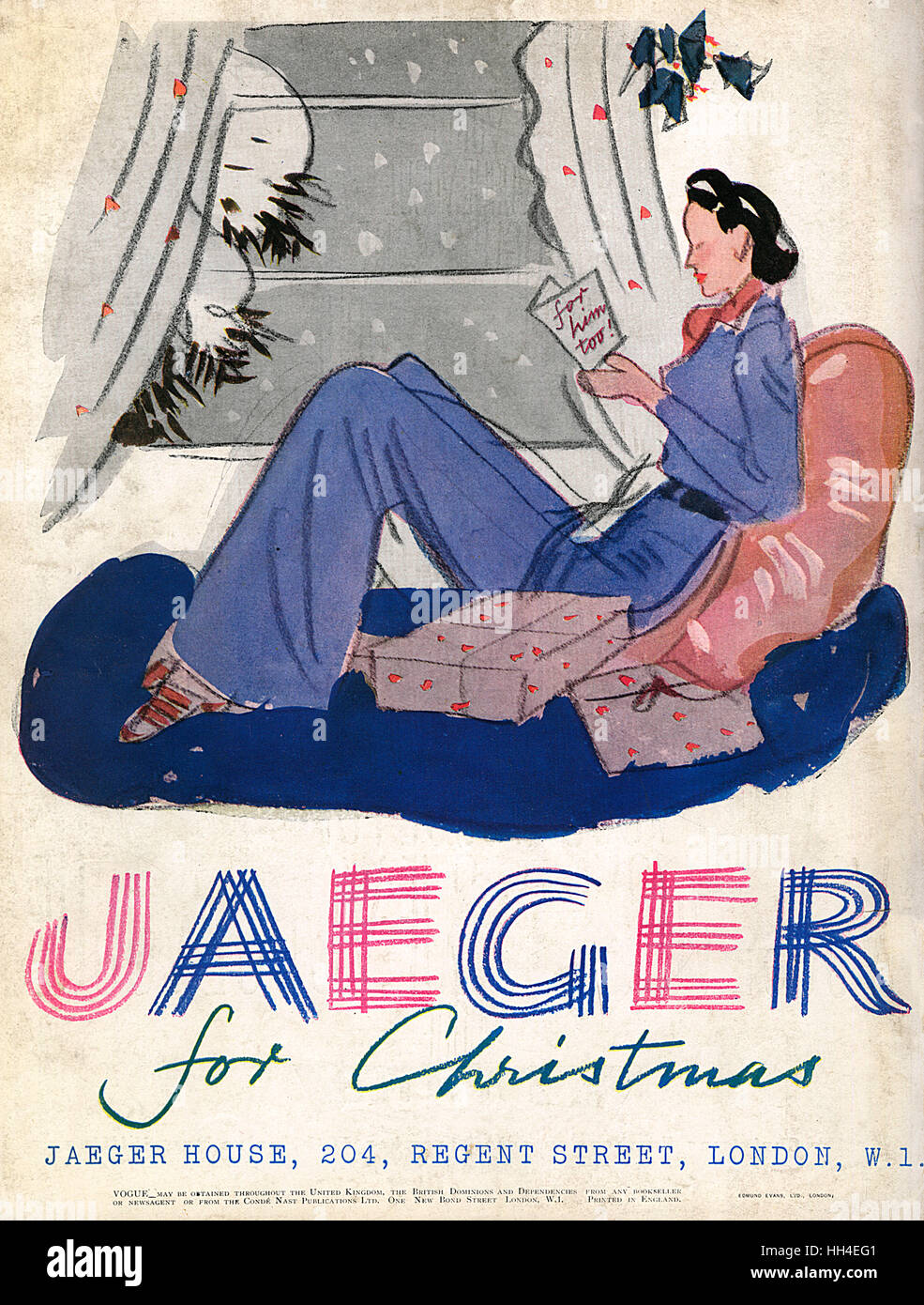 Advert for Jaeger women's trouser suit 1938 Stock Photo - Alamy