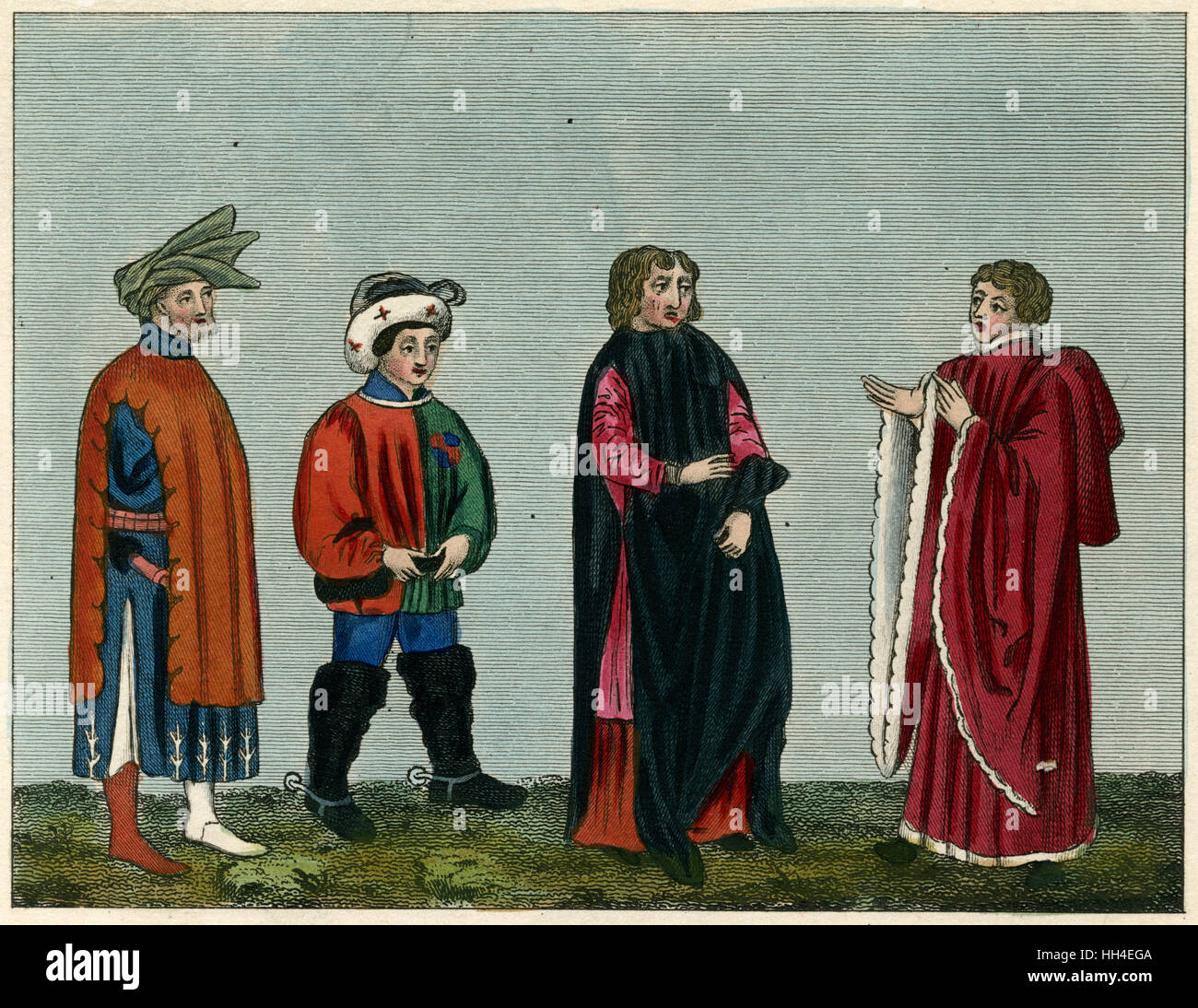 COURTIERS DRESS C15TH Stock Photo - Alamy