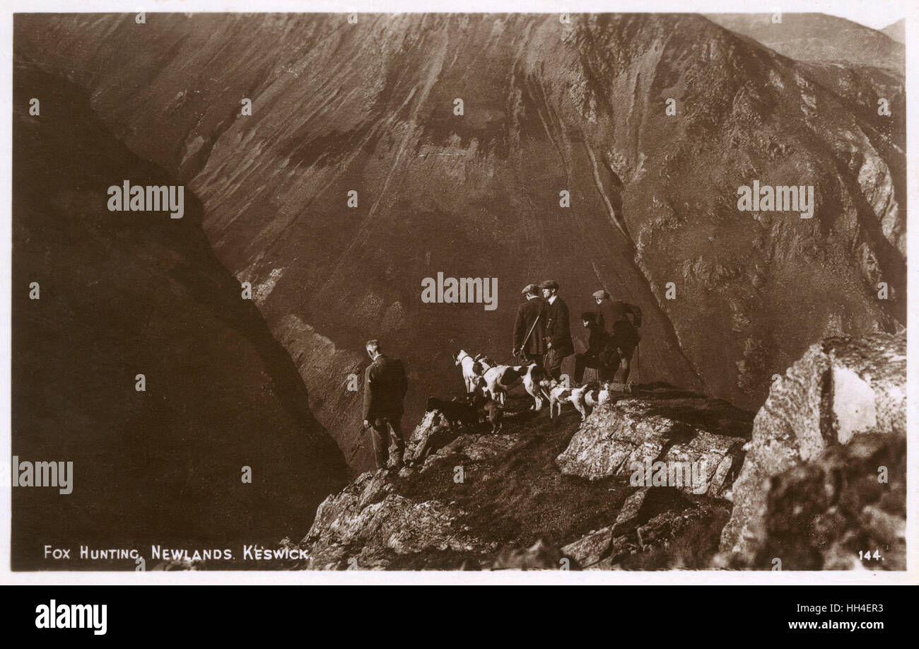 A spectacular real photographic postcard showing a Fox Hunting party at ...