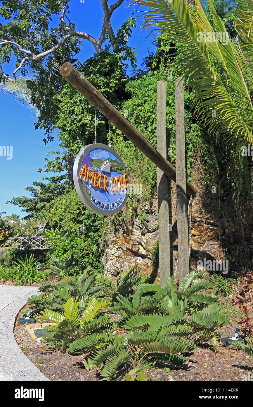 Amber Cove sign hung in cruise ship terminal complex, Dominican ...