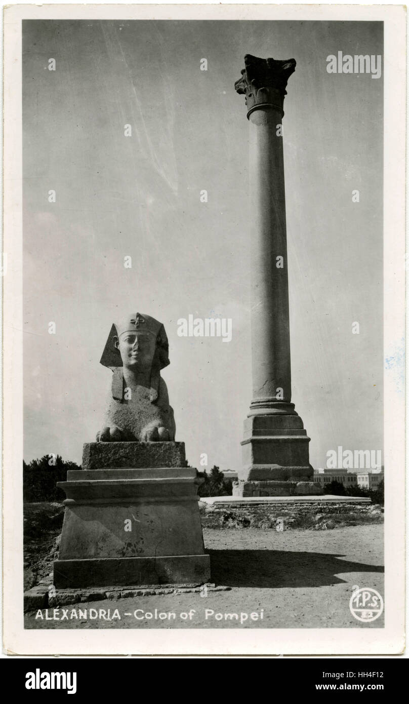 Alexandria, Egypt - Pompey's Column (Pillar) and Sphinx Stock Photo - Alamy