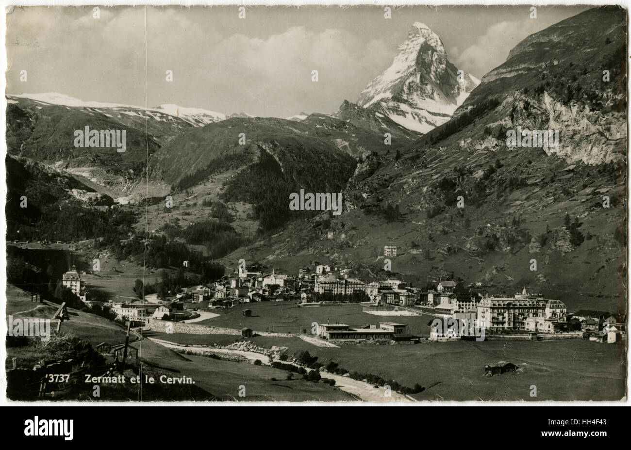 Zermatt, Switzerland - Panoramic view with Matterhorn Stock Photo - Alamy