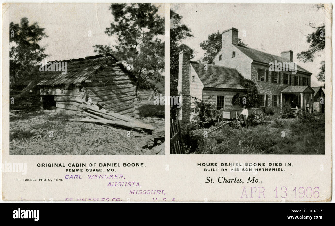Daniel Boone's Cabin and the house in which he died Stock Photo - Alamy