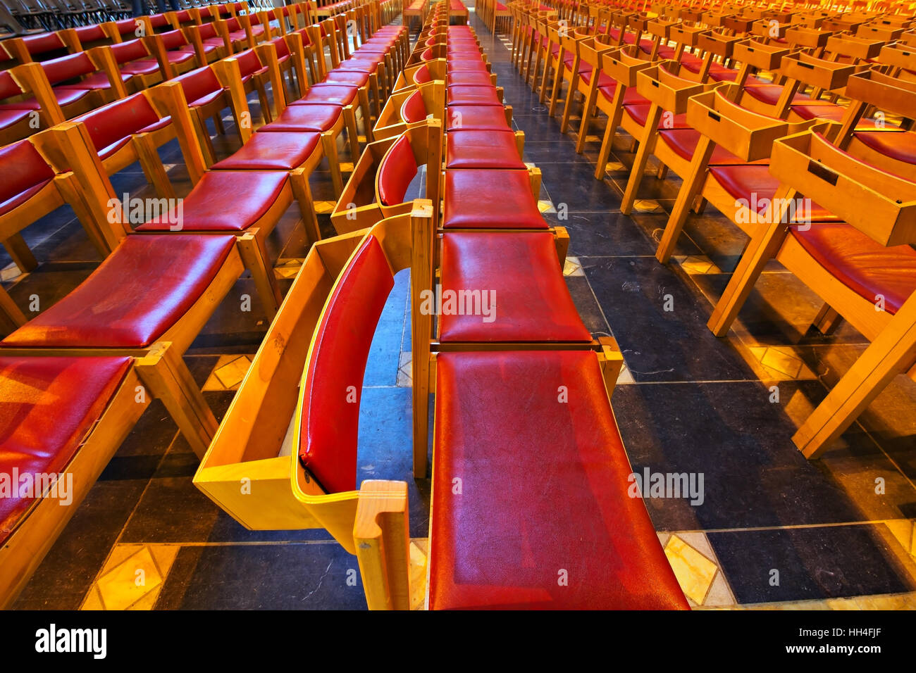 Rows of empty chairs inside Liverpool Anglican Cathedral Stock Photo ...