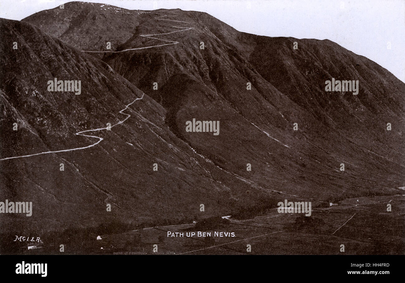 Path up Ben Nevis, the highest mountain in the British Isles - at the ...