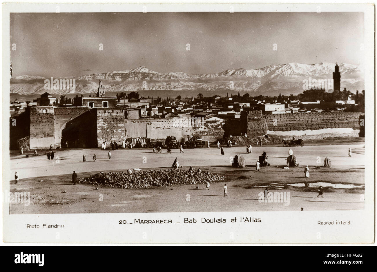 Marrakech, Morocco - The Bab Doukkala and Atlas Mountains Stock Photo ...