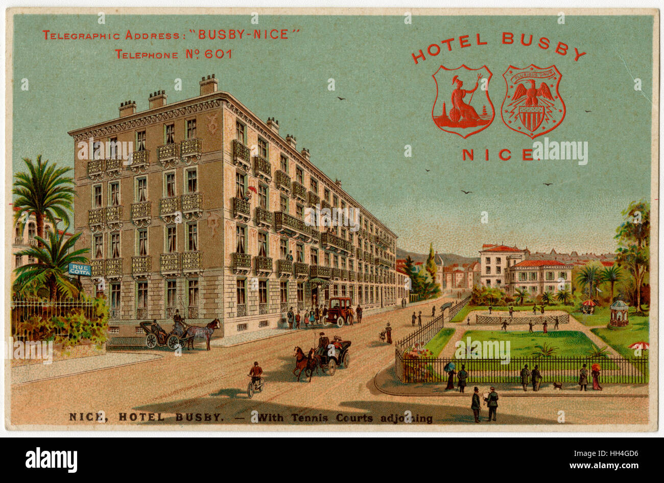 Hotel Busby, Nice, France - complete with tennis courts Stock Photo - Alamy