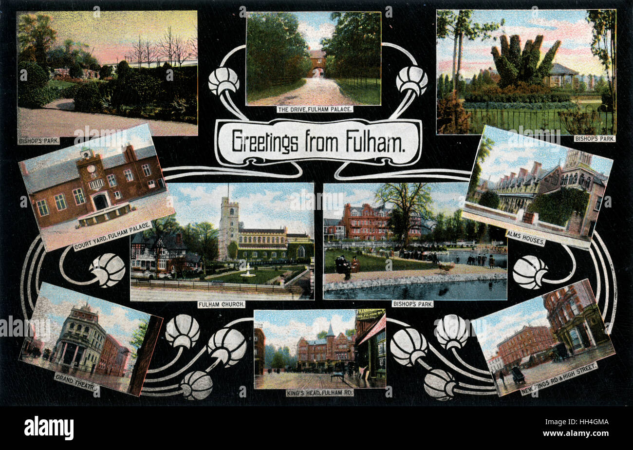 Multi-view postcard of Fulham, London Stock Photo - Alamy