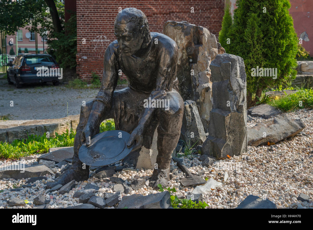 Gold Prospector statue near Gold Museum in Zlotoryja, Lower Silesia ...
