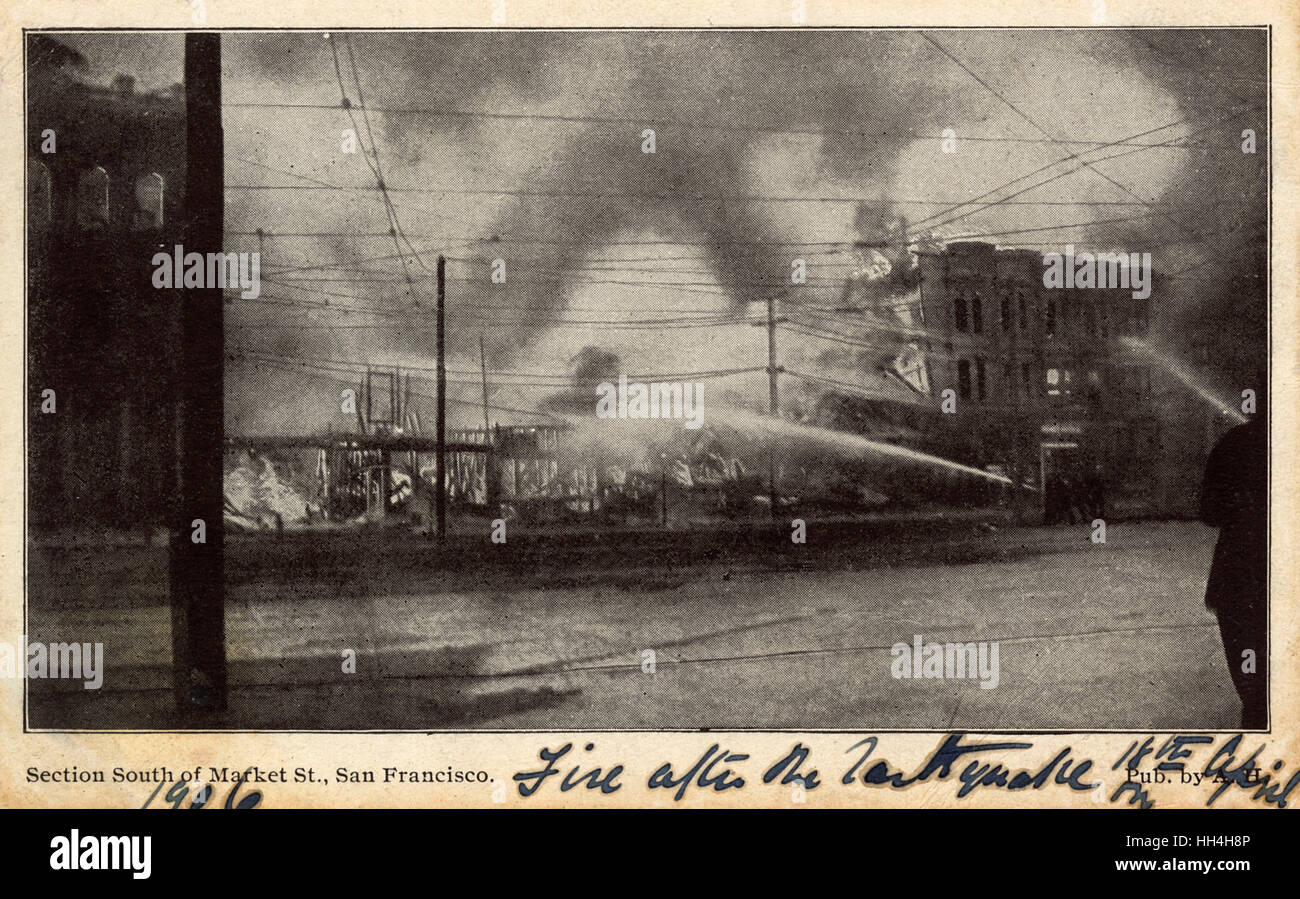 Fire after the Earthquake - San Francisco Stock Photo - Alamy