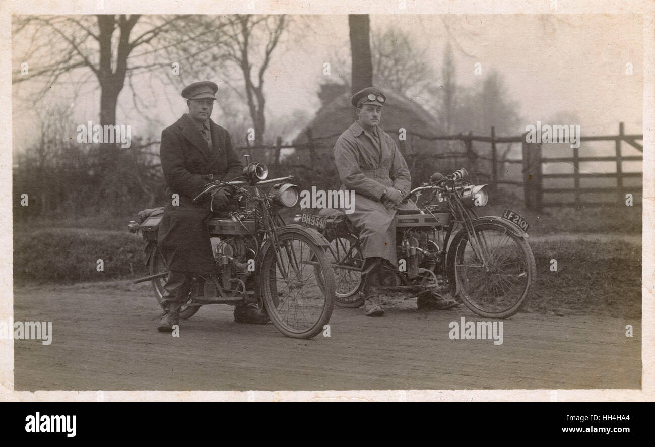 Despatch riders with Douglas motorcycles, WW1 Stock Photo - Alamy