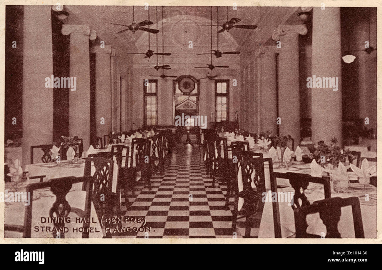Dining Hall, Strand Hotel, Rangoon, Burma Stock Photo - Alamy