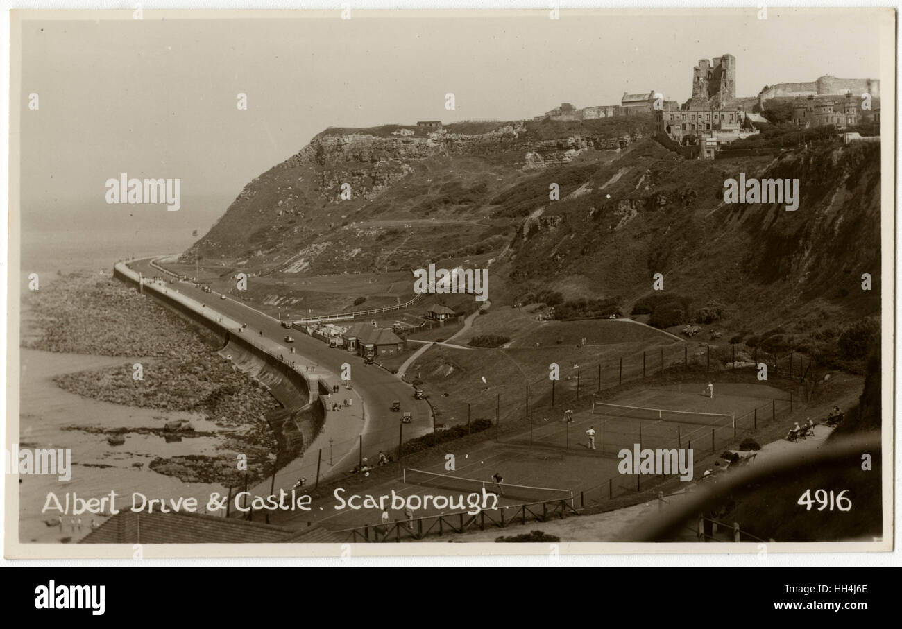 Albert Drive & Castle, Scarborough, North Yorkshire, England Stock ...
