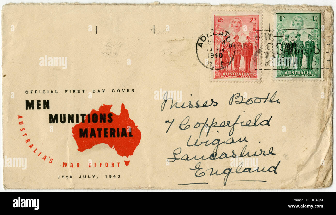 WW2 - Men Munitions Material - Australian First Day Cover Stock Photo ...
