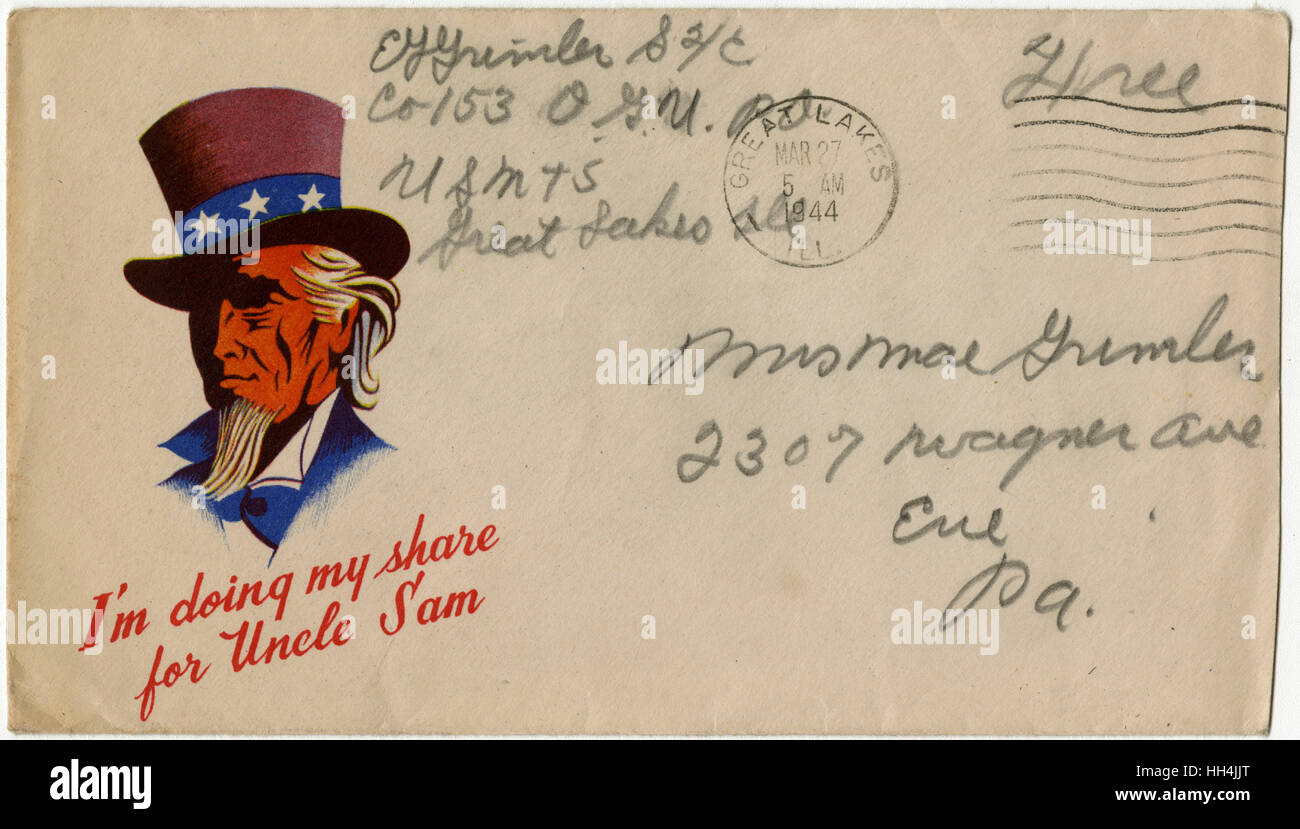 WW2 - I'm doing my share for Uncle Sam - Patriotic envelope Stock Photo ...