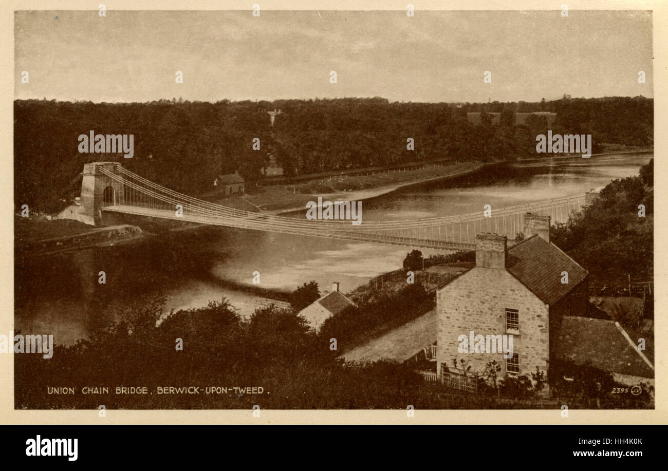 Berwick-upon-Tweed, Northumberland - Union Chain Bridge Stock Photo - Alamy