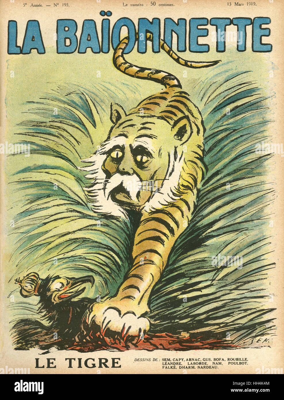 Clemenceau as a tiger, mauling Germany, an eagle Stock Photo - Alamy
