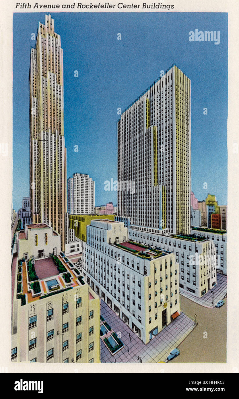 View of Fifth Avenue and Rockefeller City Buildings Stock Photo - Alamy