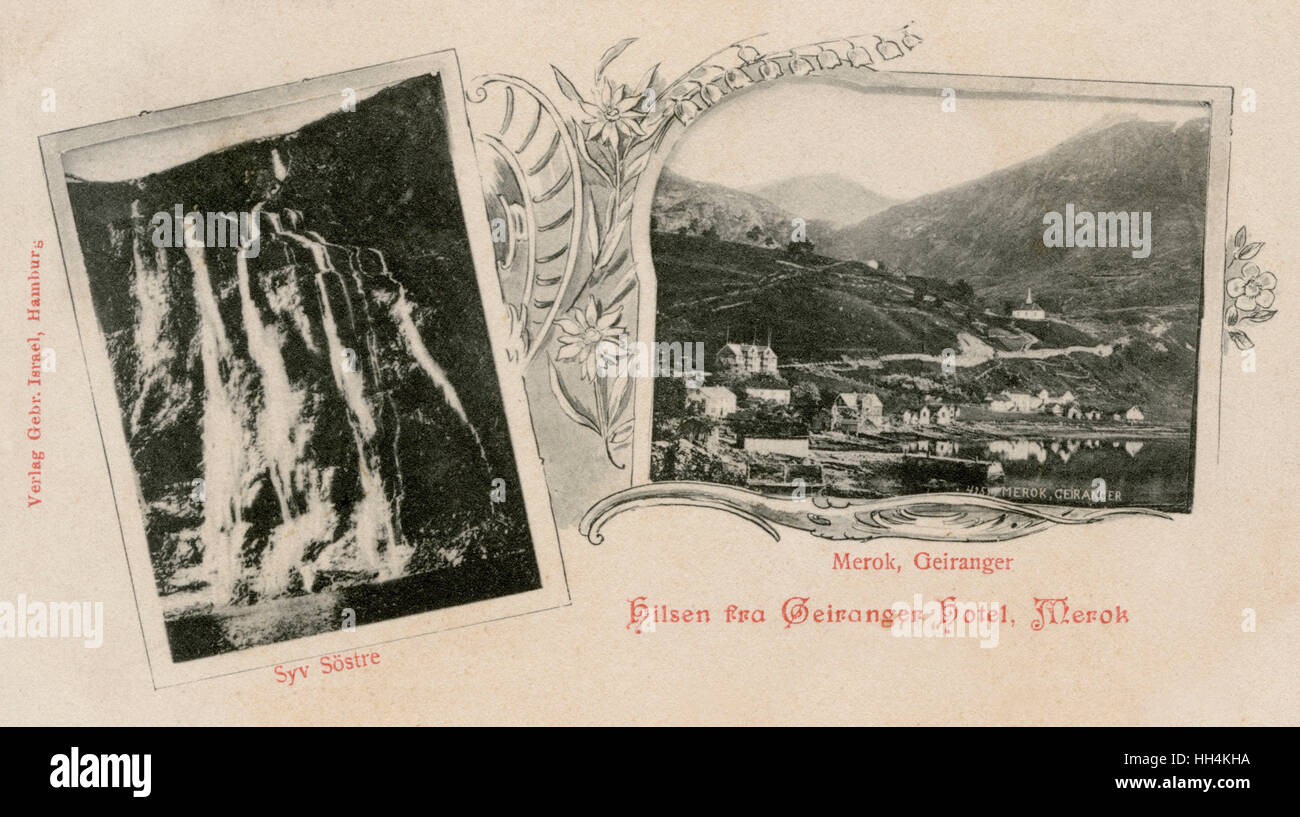 Merok Geiranger Hotel panorama, Norway Stock Photo - Alamy