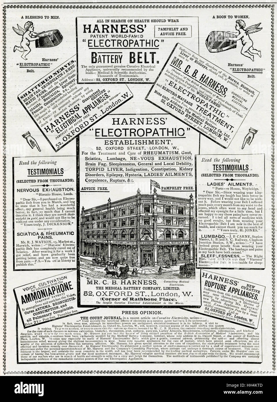 Advert for Harness Electropathic corset belts 1888 Stock Photo - Alamy