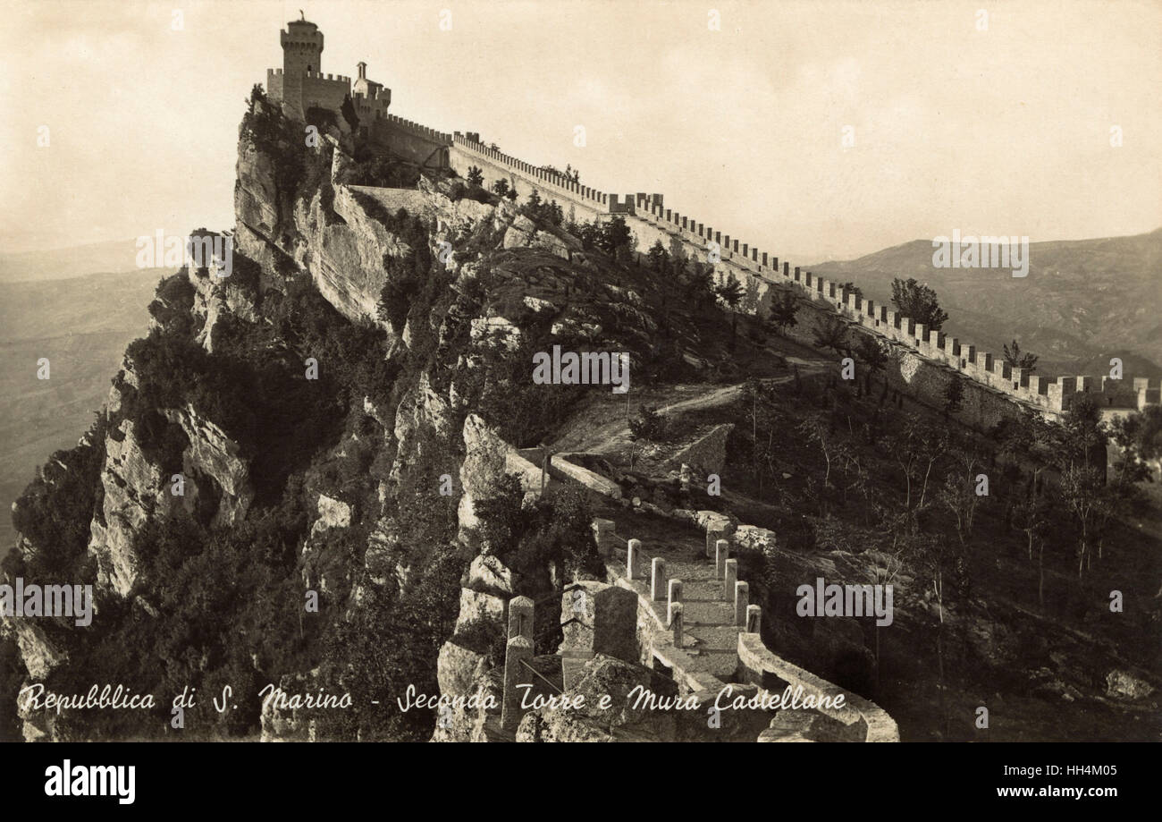 San Marino - The Second Tower and Castle Walls Stock Photo - Alamy