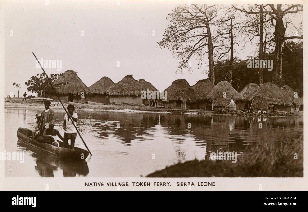 Native village and Tokeh Ferry, Sierra Leone, West Africa Stock Photo ...
