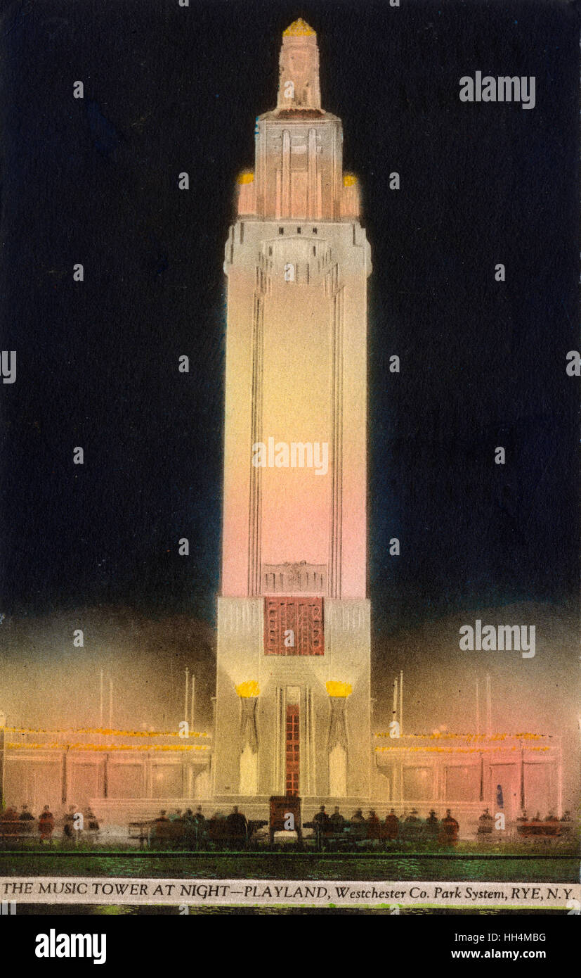 Music Tower at night, Rye, Westchester, New York State, USA Stock Photo ...