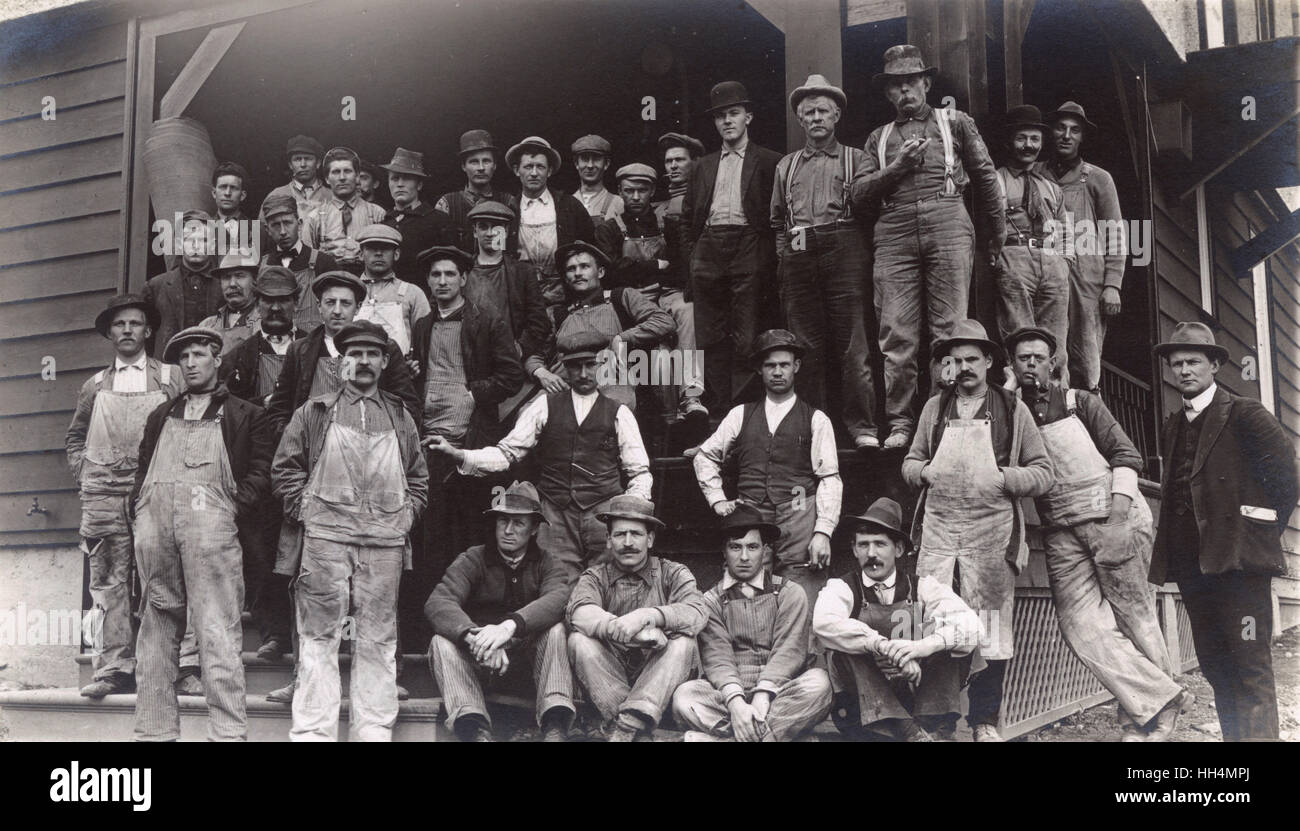 Large group of construction workers (possibly carpenters, painters ...