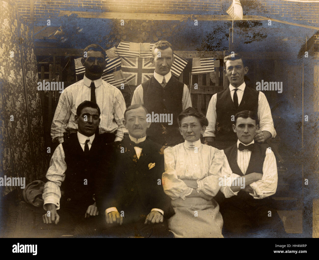 Group of seven people with flags, USA Stock Photo - Alamy