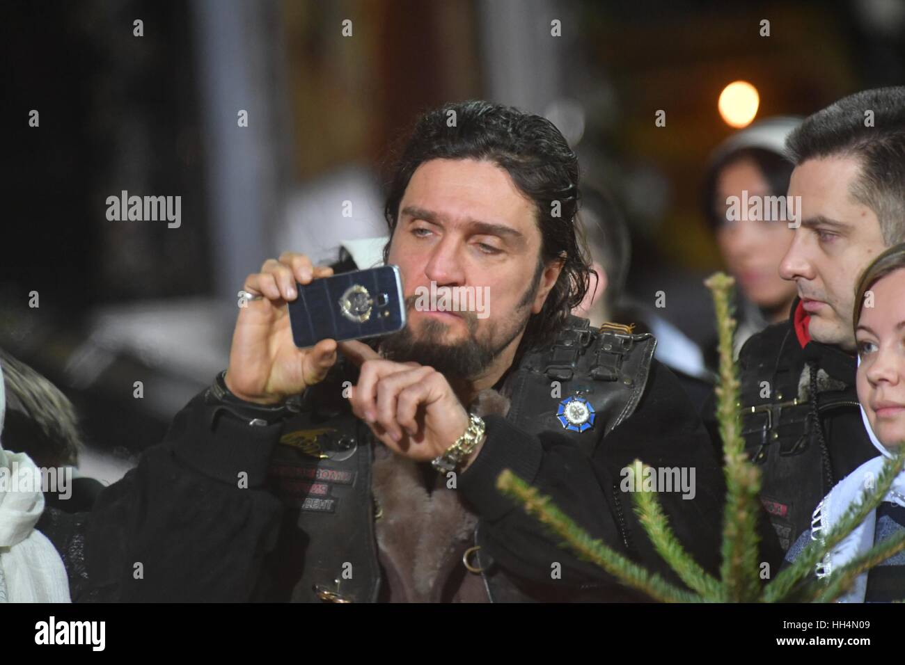 January 6, 2017. - Russia, Moscow. - Christmas service at the Cathedral ...