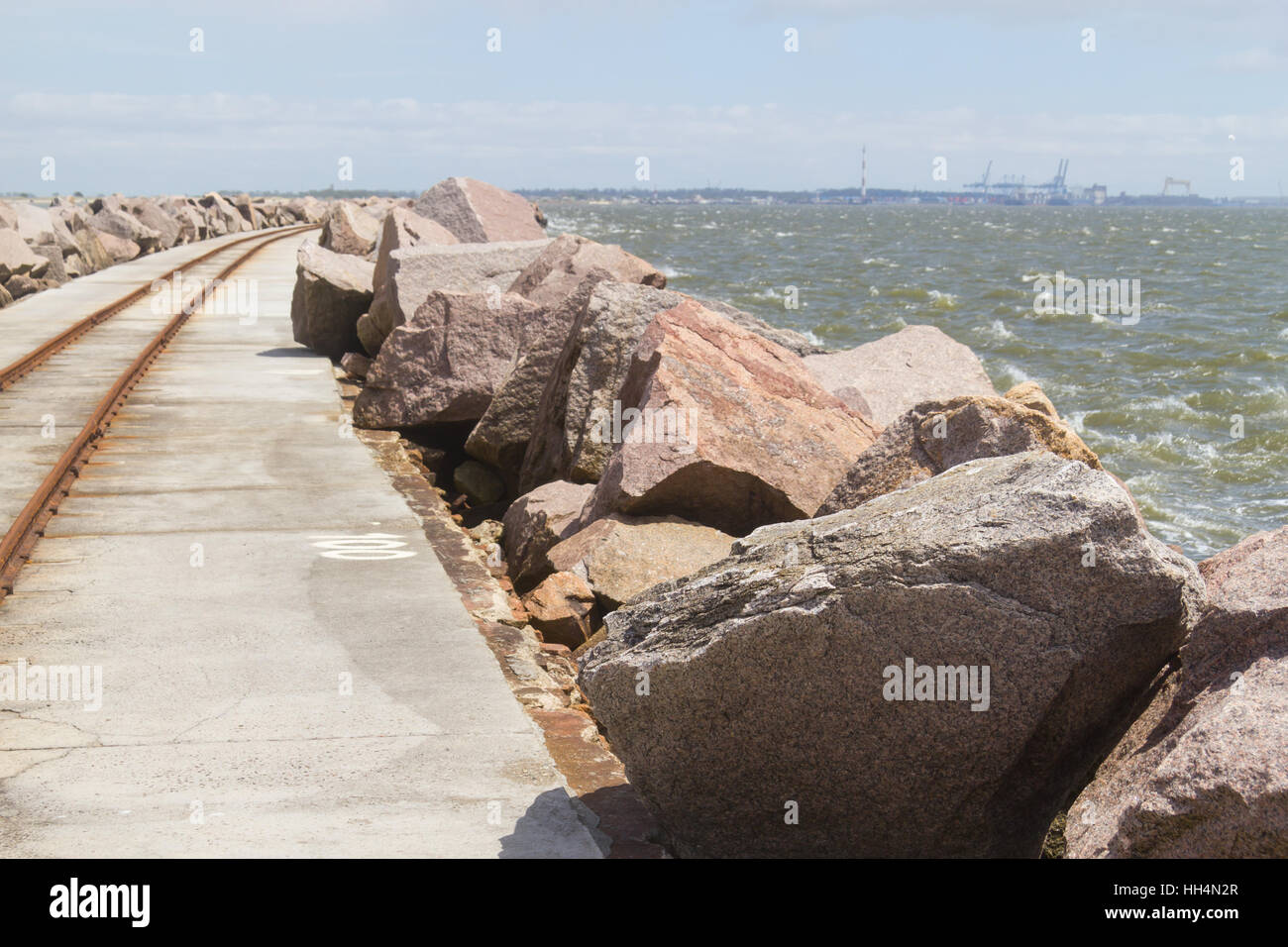 breakwater with rio grande port in background Stock Photo - Alamy