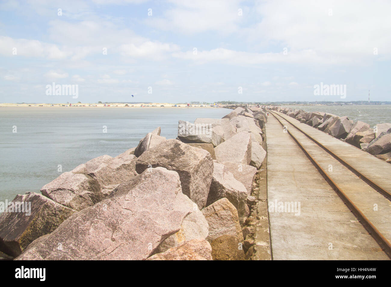 Channel to the ocean using Rio Grande channel and breakwater at Cassino ...