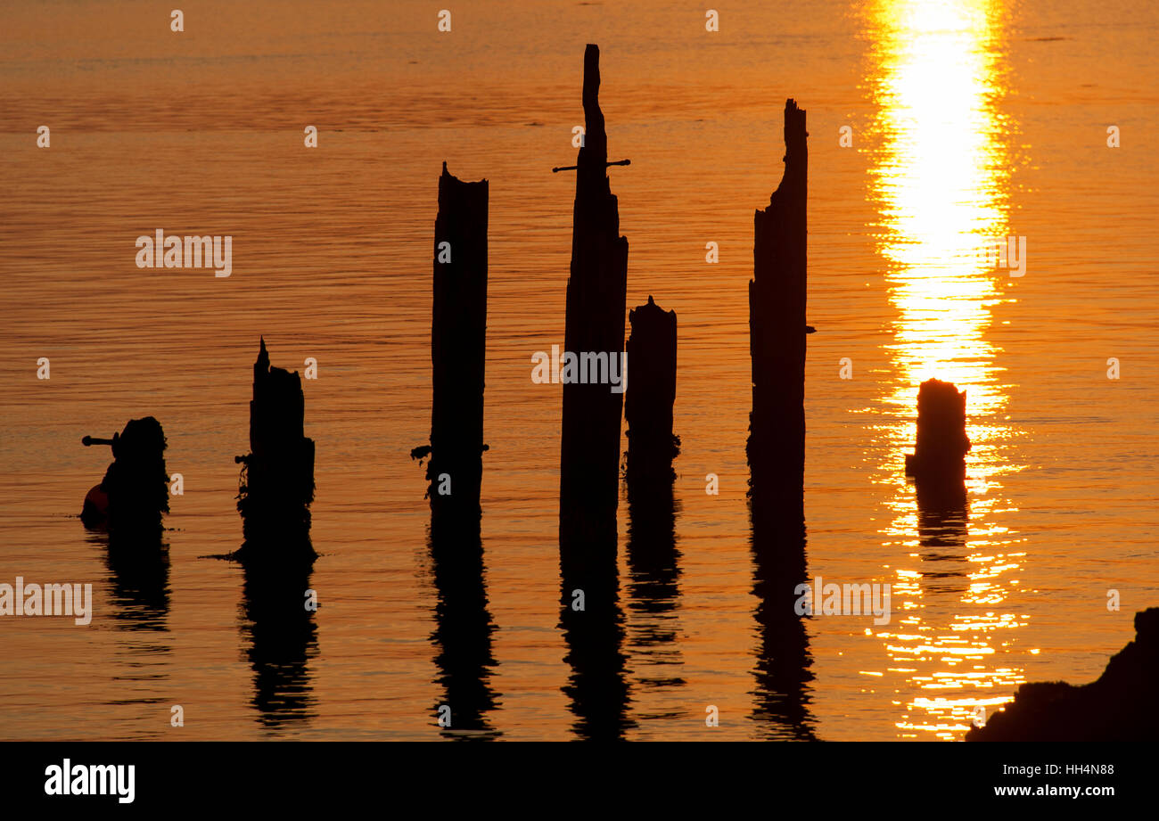 Sunset on Isle of Luing looking over Lunga and towards the Isle of Mull ...