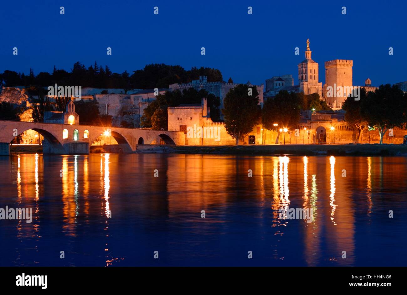 Papal Palace at Rhone River in Avignon, Provence, France Stock Photo ...
