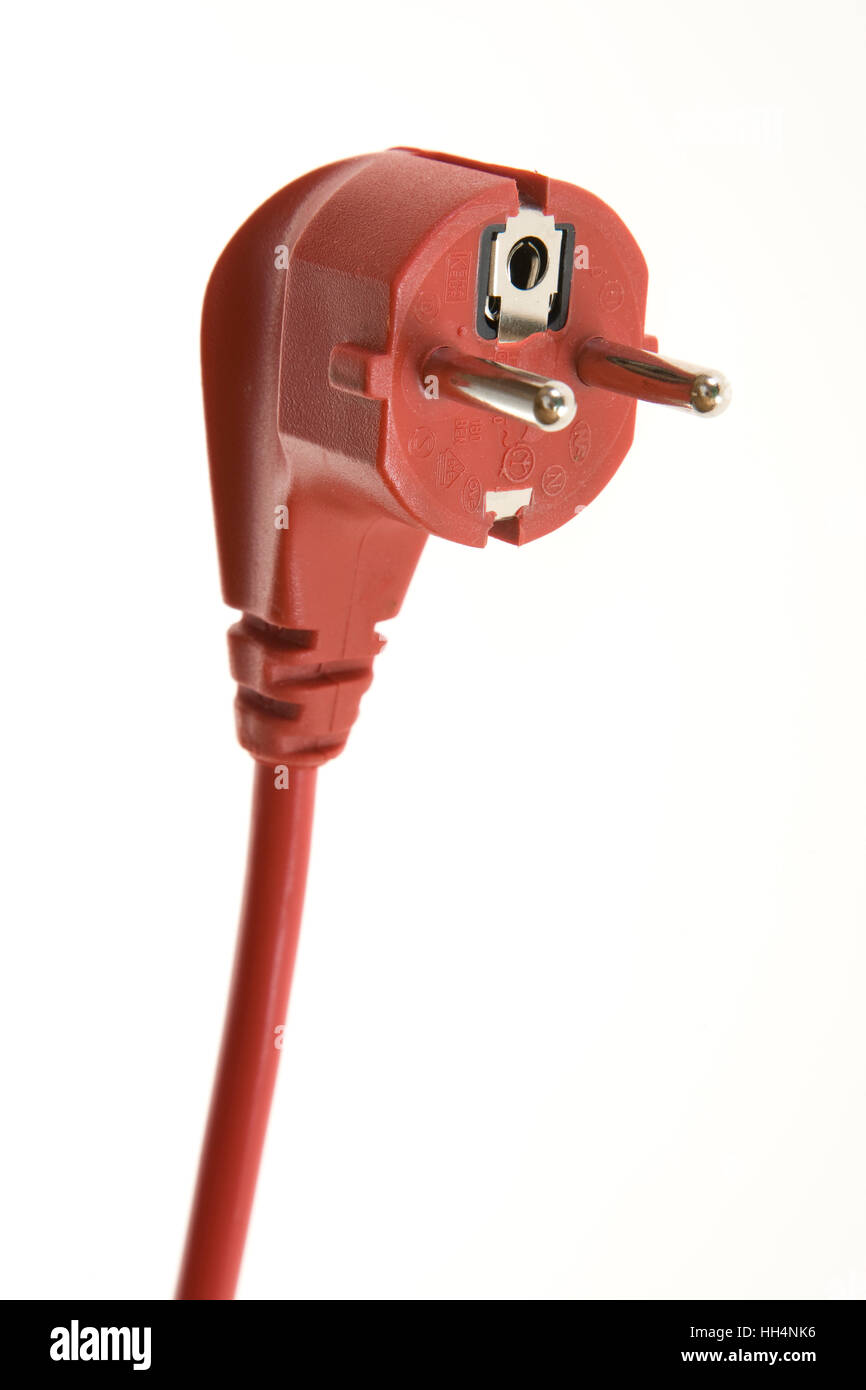 Red power cabel, Plug Stock Photo - Alamy