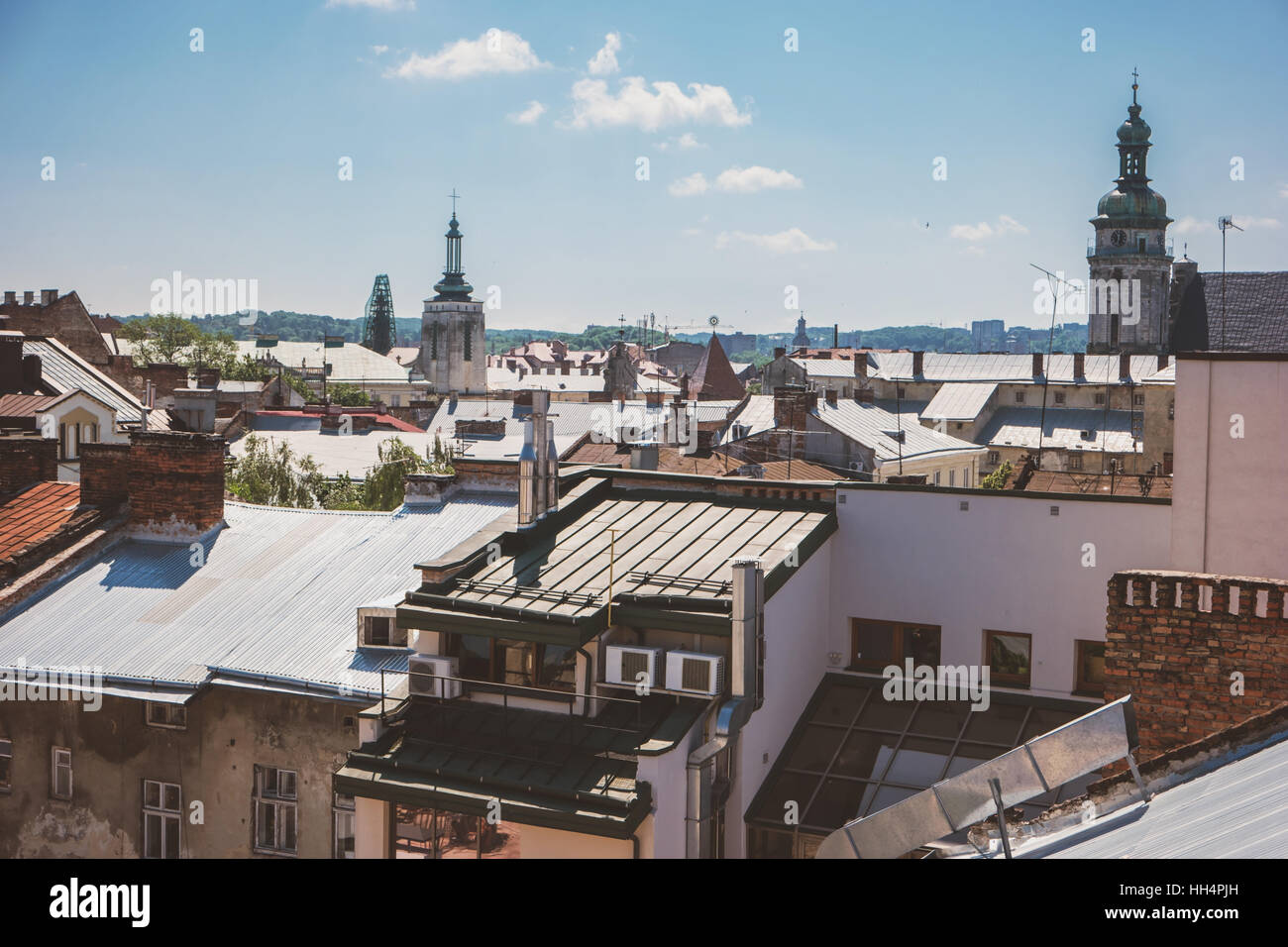 Town rooftops and sky Stock Photo - Alamy