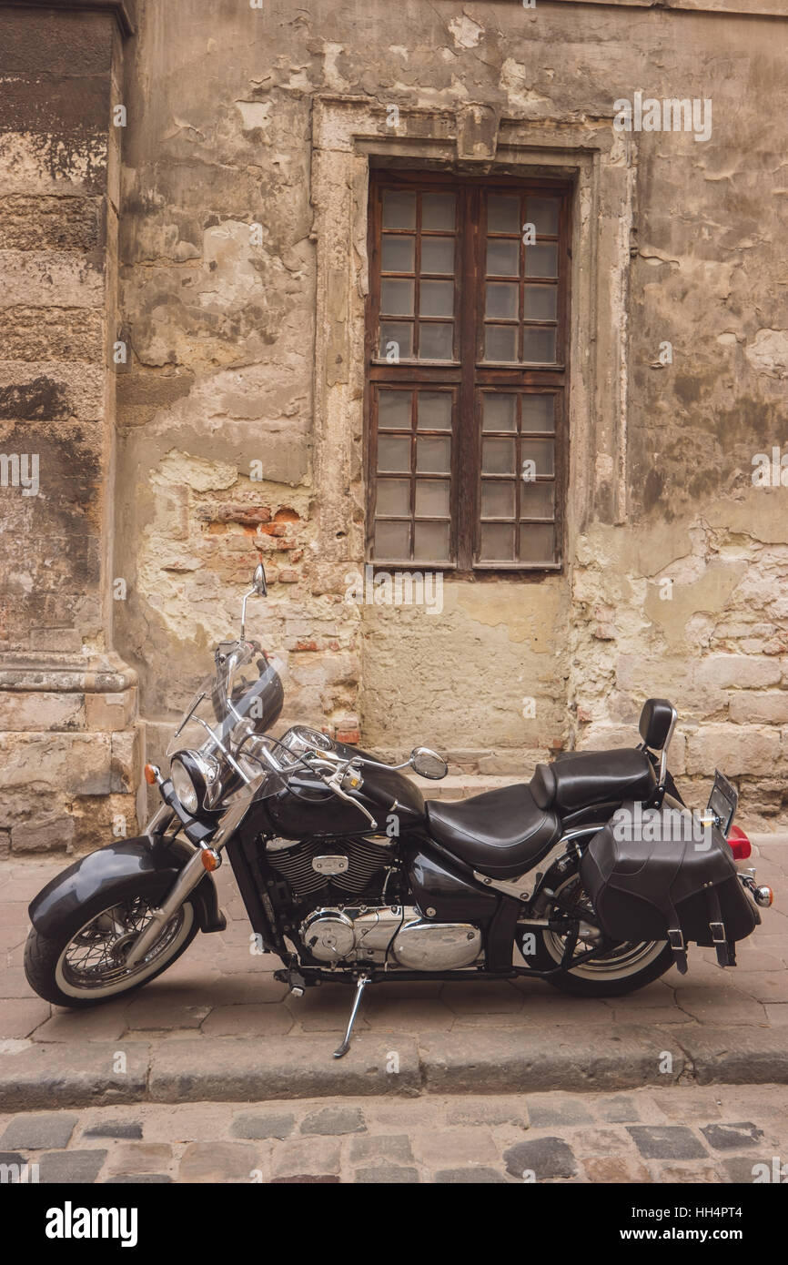 Black retro motorcycle Stock Photo - Alamy