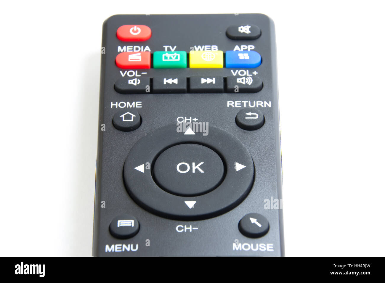 Closed up OK button on the smart player remote control Stock Photo - Alamy