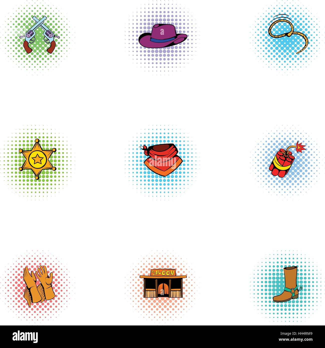 Wild West of USA icons set, pop-art style Stock Vector Image & Art - Alamy