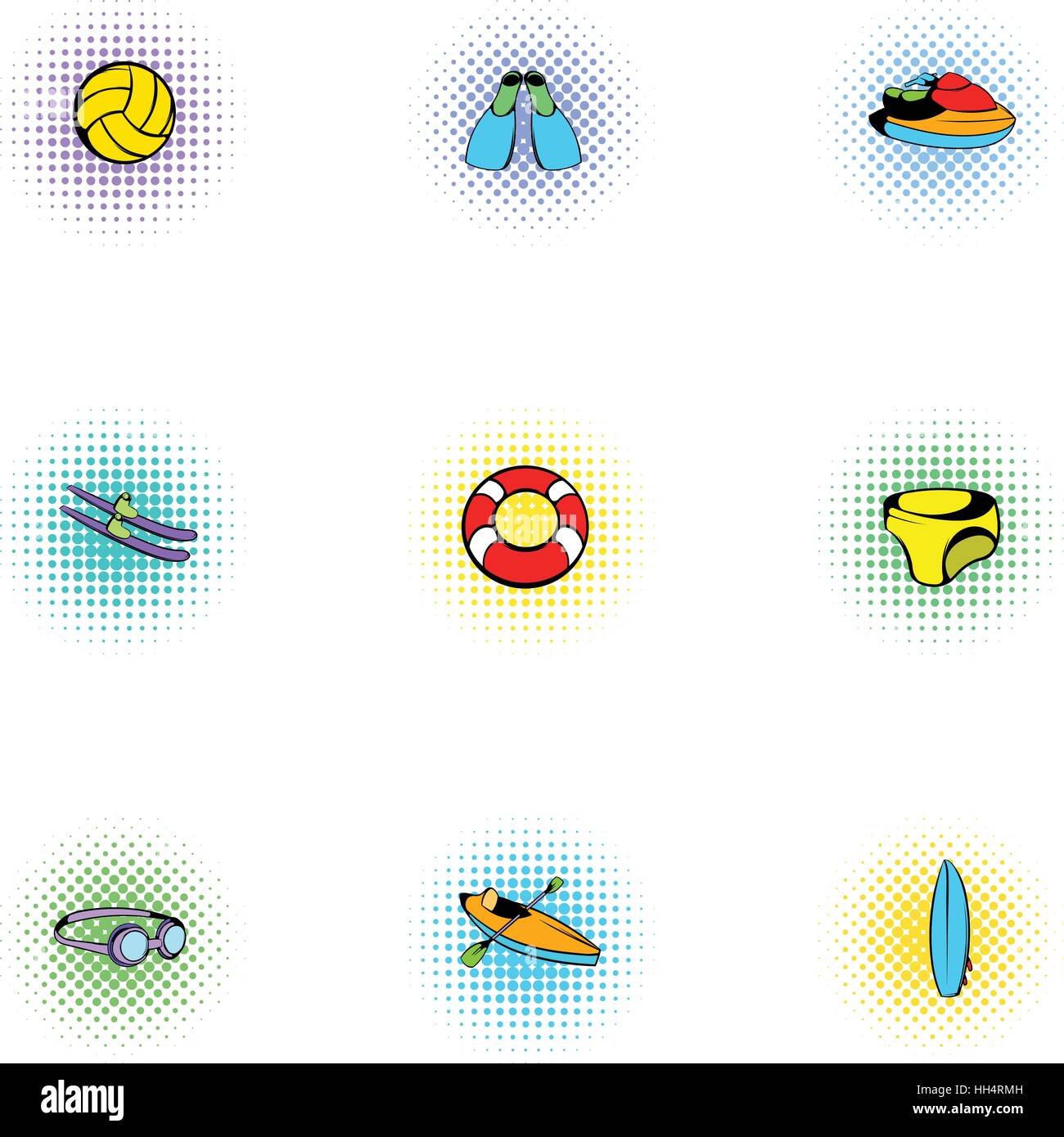 Active water sport icons set, pop-art style Stock Vector Image & Art ...