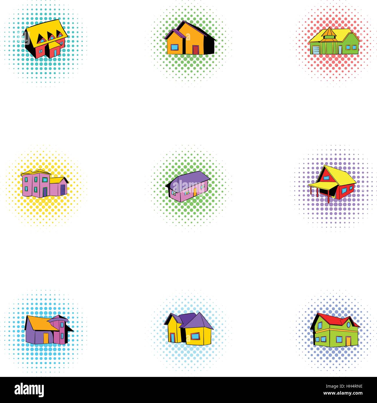 Building icons set, pop-art style Stock Vector Image & Art - Alamy