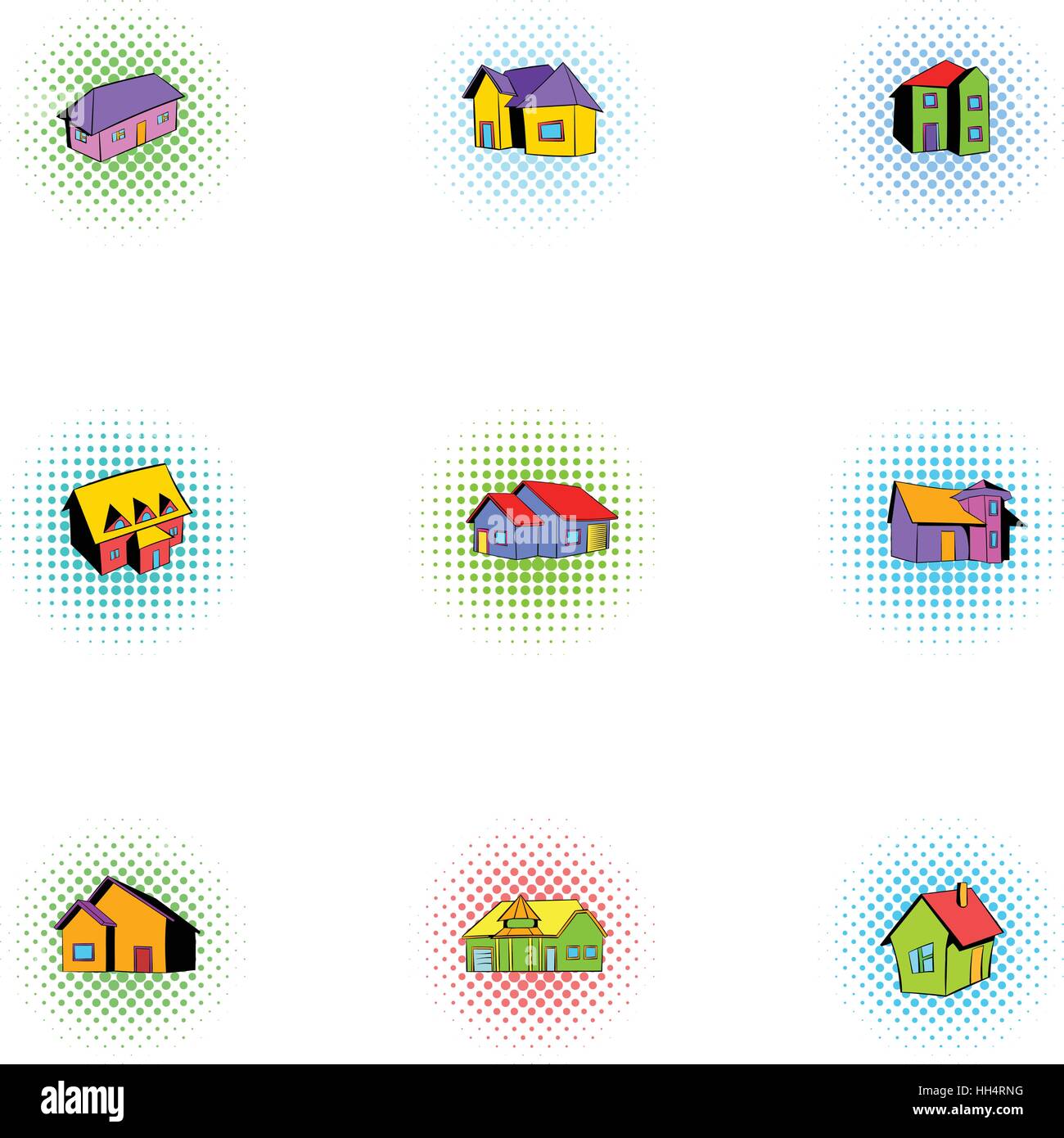 Housing icons set, pop-art style Stock Vector Image & Art - Alamy