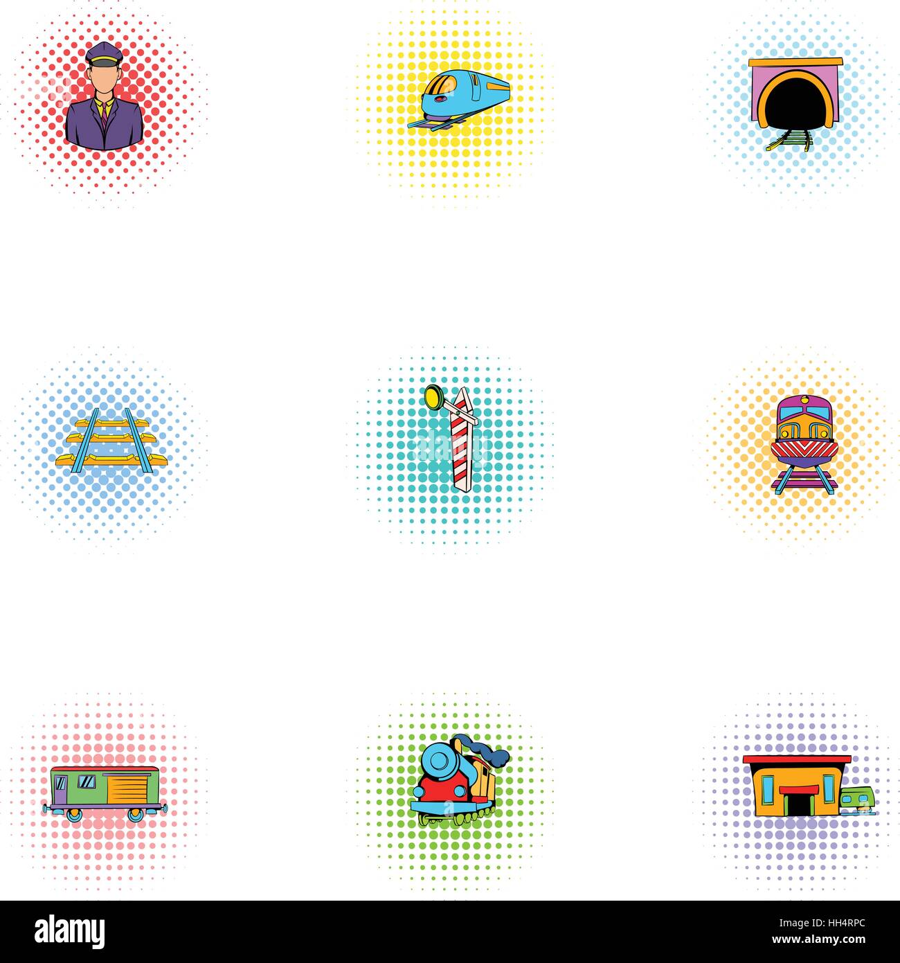 Iron way road icons set, pop-art style Stock Vector Image & Art - Alamy