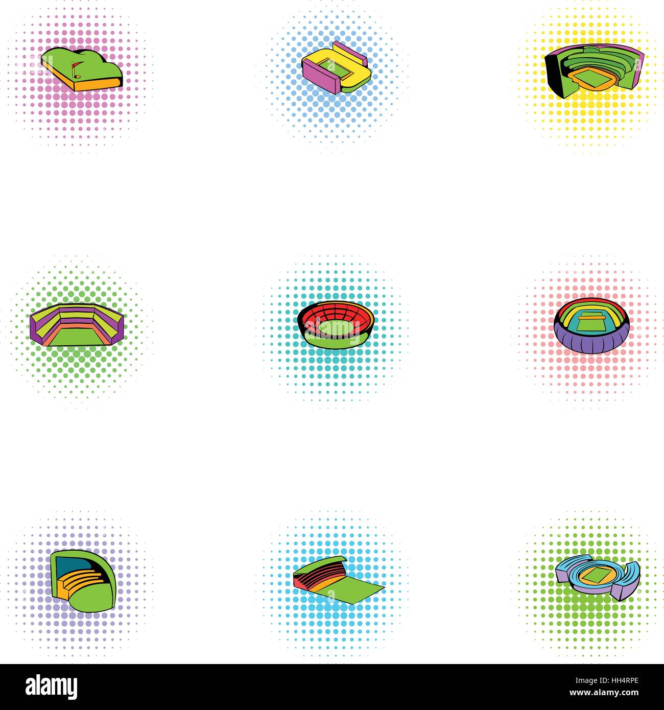 Stadium icons set, pop-art style Stock Vector Image & Art - Alamy