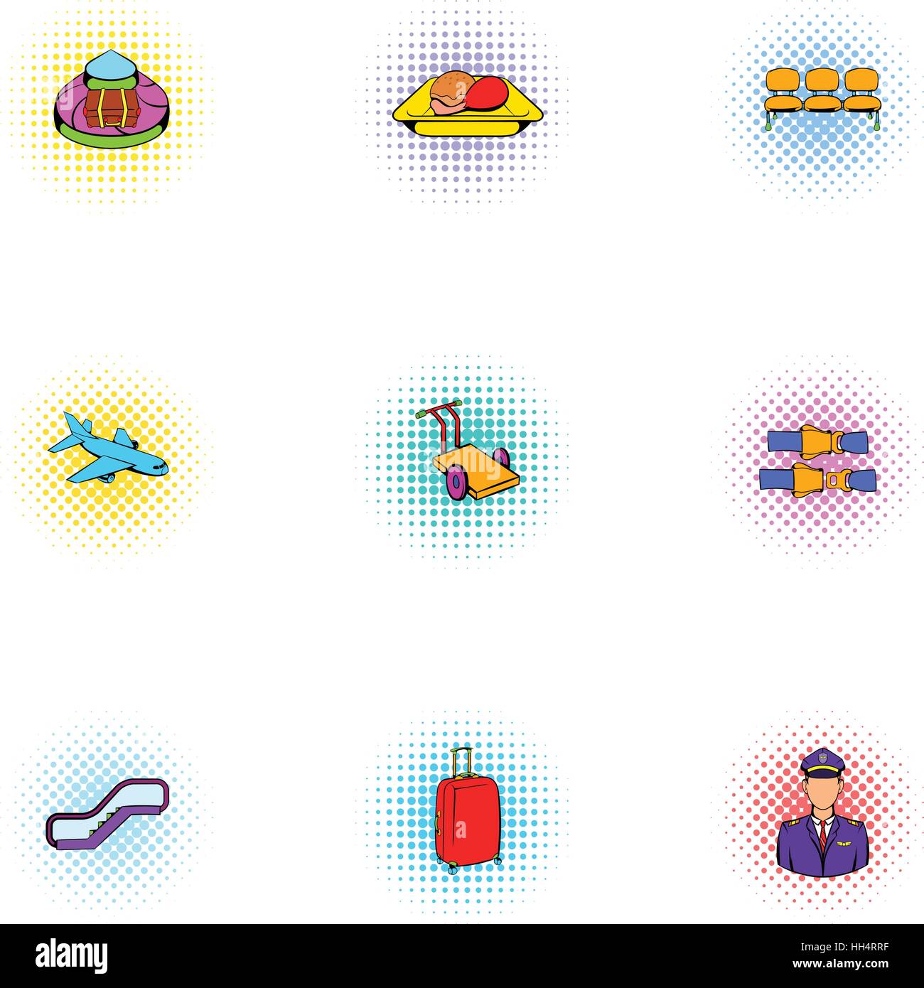 Check at airport icons set, pop-art style Stock Vector Image & Art - Alamy