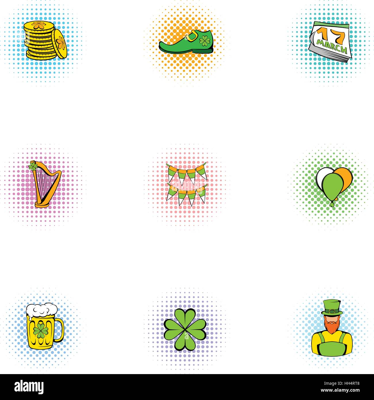 17 march beer festival icons set, pop-art style Stock Vector Image ...