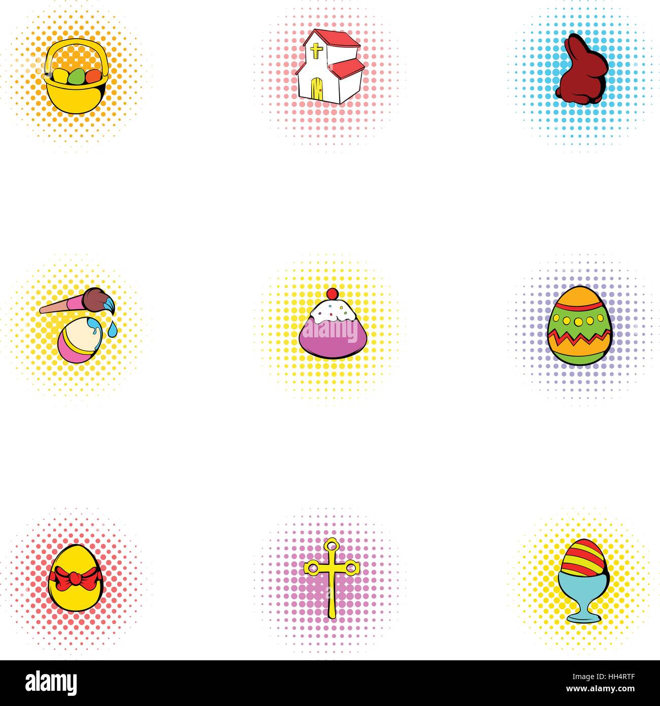 Resurrection of Christ icons set, pop-art style Stock Vector Image ...