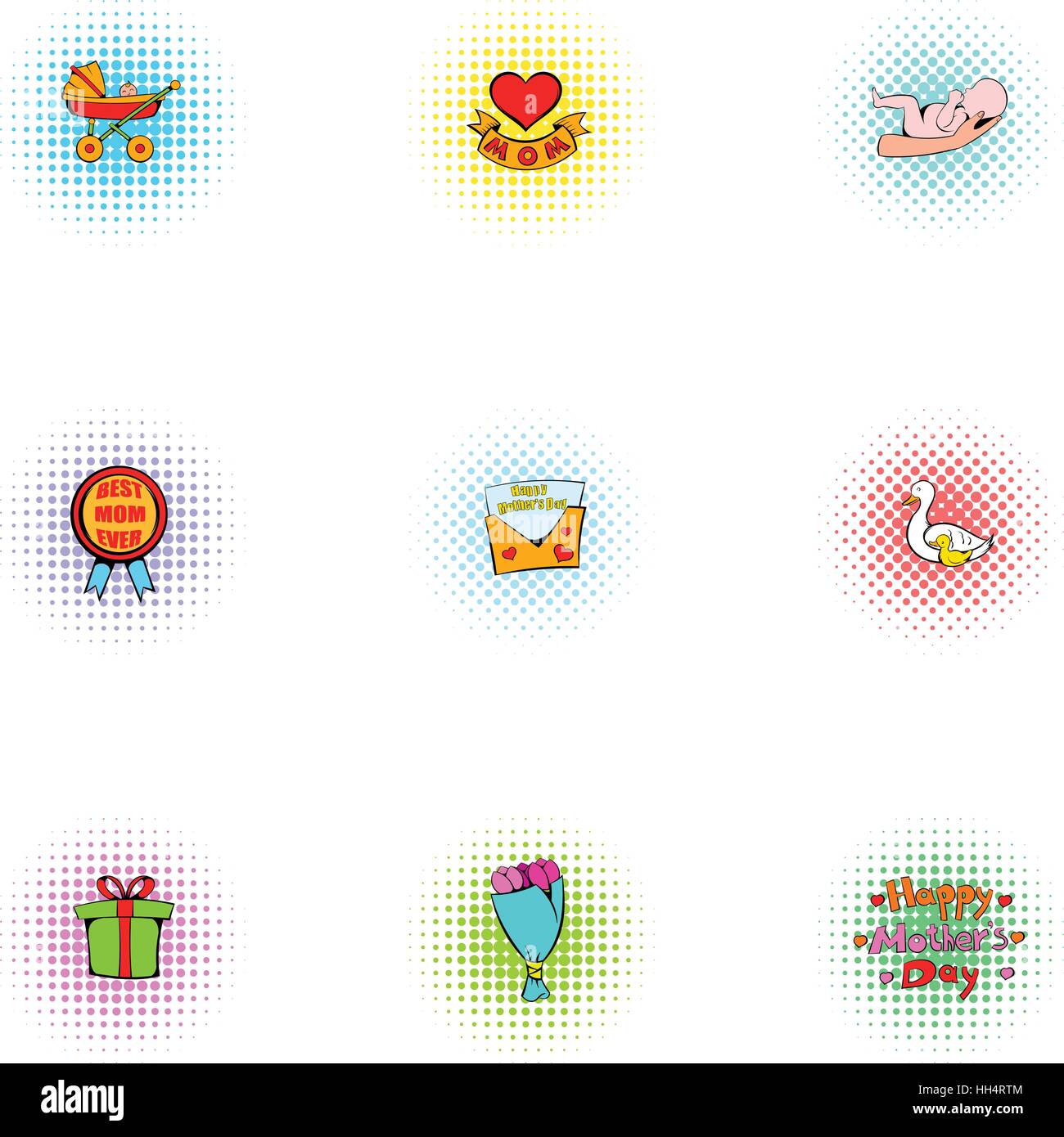 Mothers day icons set, pop-art style Stock Vector Image & Art - Alamy