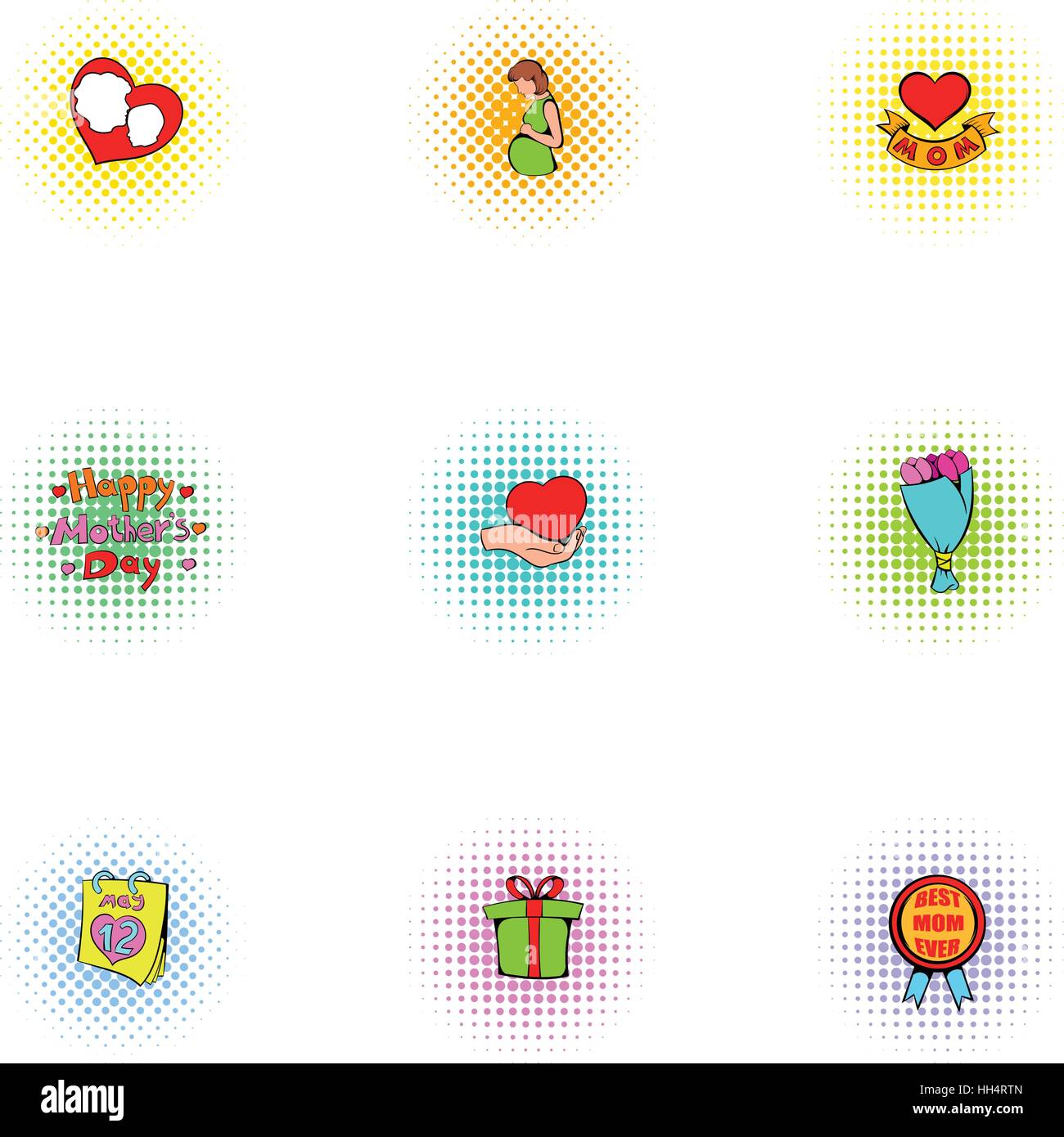 Happy mothers day icons set, pop-art style Stock Vector Image & Art - Alamy